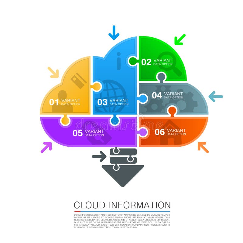 Cloud Data with Icons Puzzle Stock Vector - Illustration of graphic ...