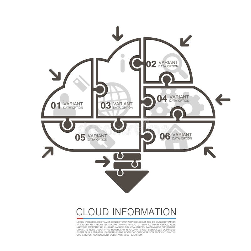Cloud Data with Icons Puzzle Stock Vector - Illustration of graphic ...