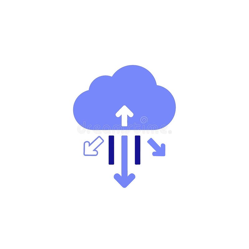 Cloud Data Inflow and Outflow Arrows Icon Keywords: Cloud Computing ...