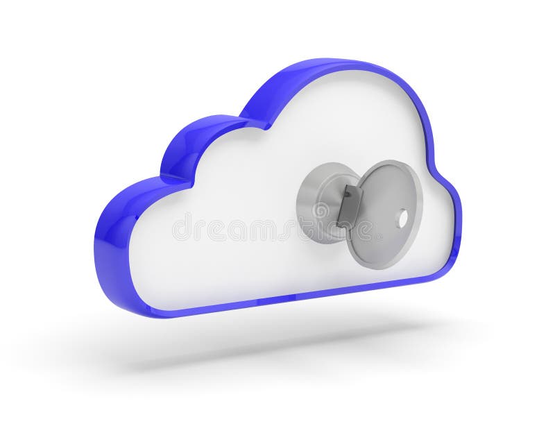 Cloud Data Key Lock Security Stock Illustration - Illustration of ...