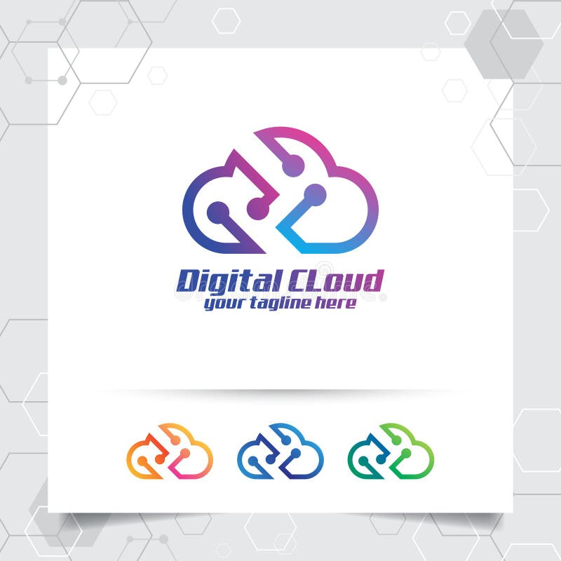 Cloud Hosting Logo Vector Design with Concept of Server and Cloud Icon. Cloud Server Vector ...