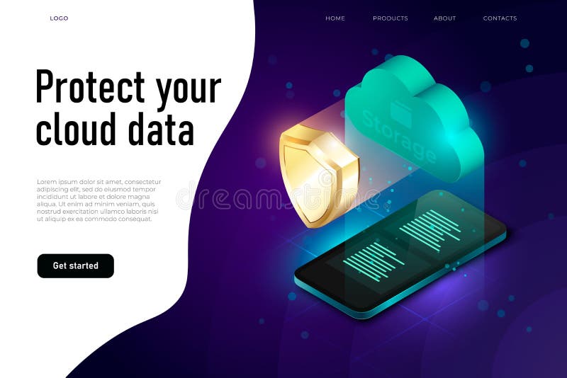 Cloud Data Protection Illustration, Protect Your Cloud Data Text ...