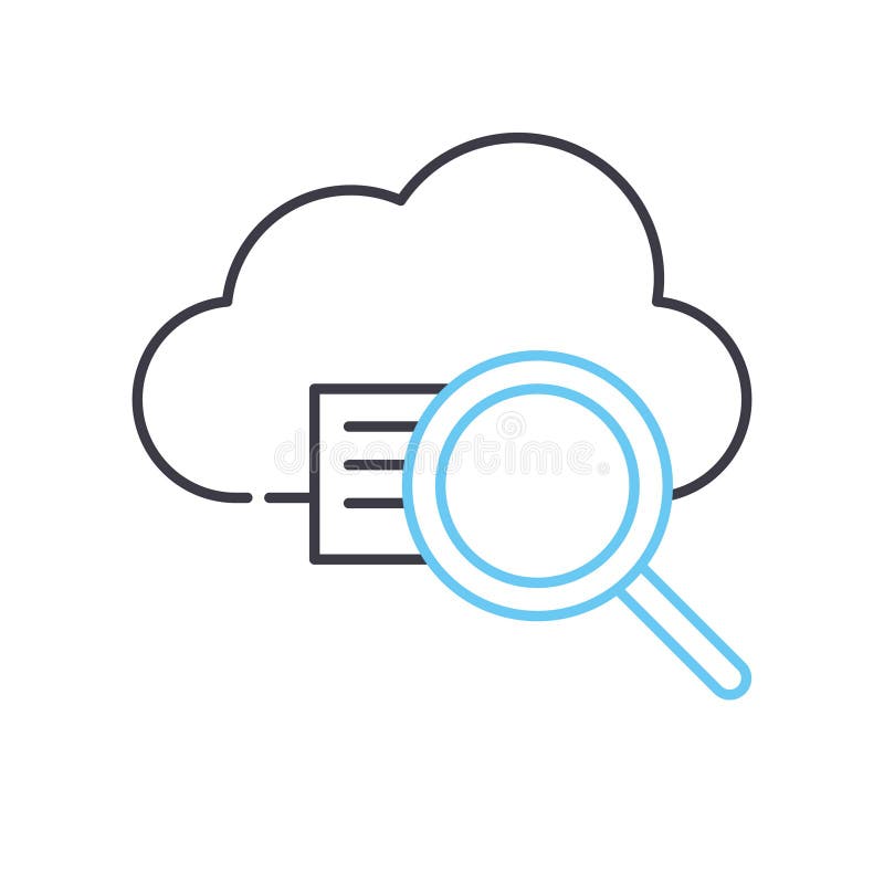 Cloud Data Search Line Icon, Outline Symbol, Vector Illustration ...
