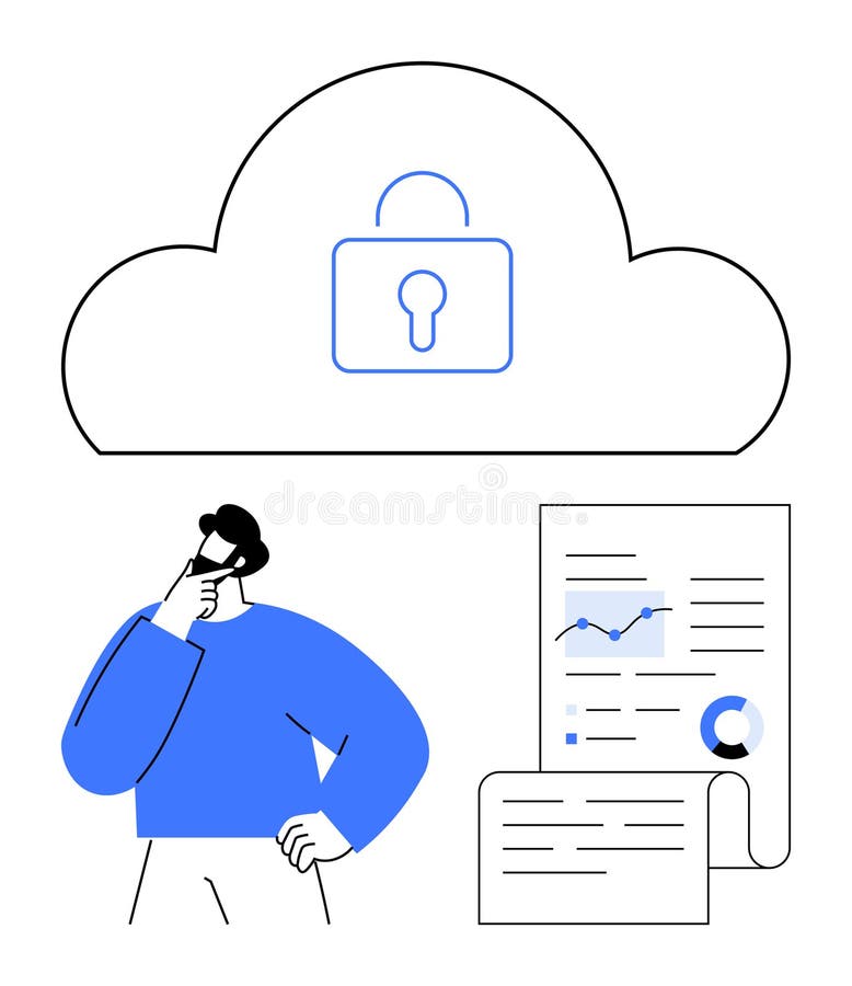 Cloud Data Security Concept with Chart Analysis and Thoughtful Business Decision-Making Stock ...