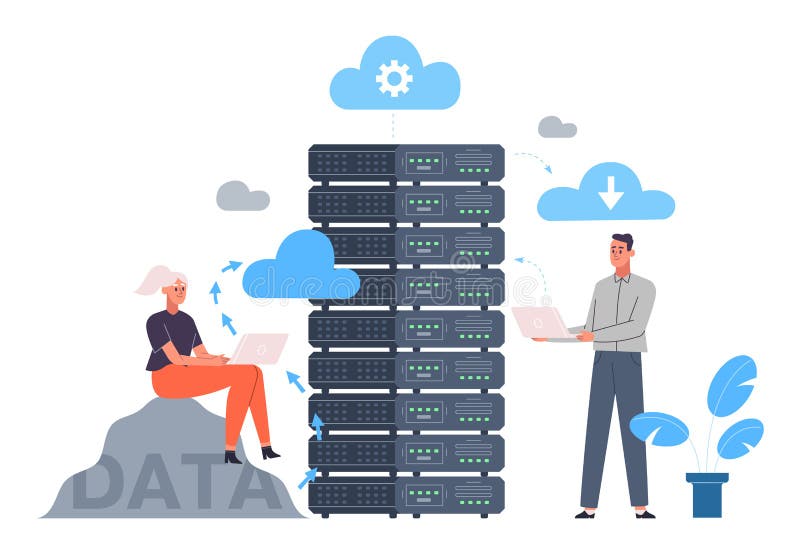 Cloud Data Server, Online Database Storage Technology Concept. Data Storage Engineering, Cloud ...