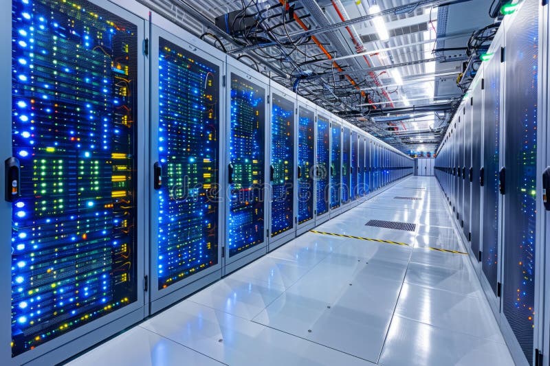 Cloud Data Server Panels in a Server Room Stock Image - Image of ...