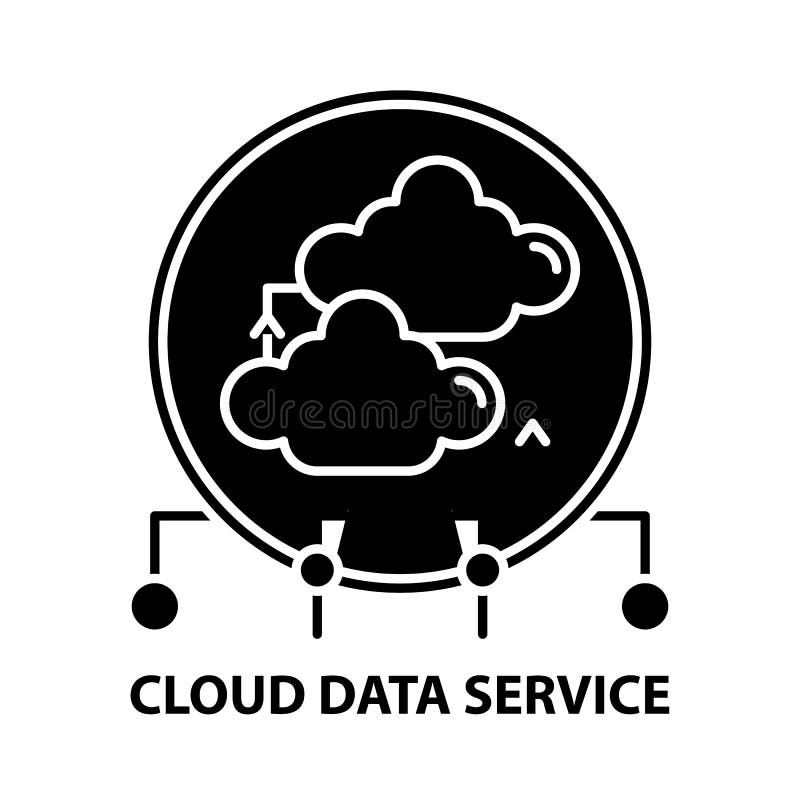 Cloud Data Service Icon, Black Vector Sign with Editable Strokes ...