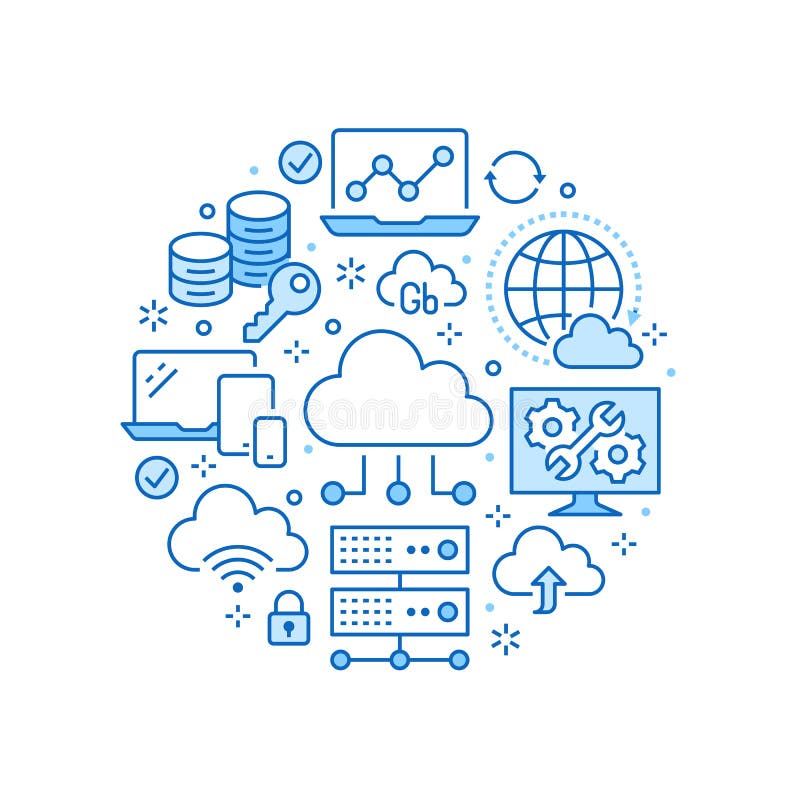 Cloud Data Storage Seamless Pattern With Line Icons. Database ... Cloud Data Storage Seamless Pattern With Line Icons. Database ...