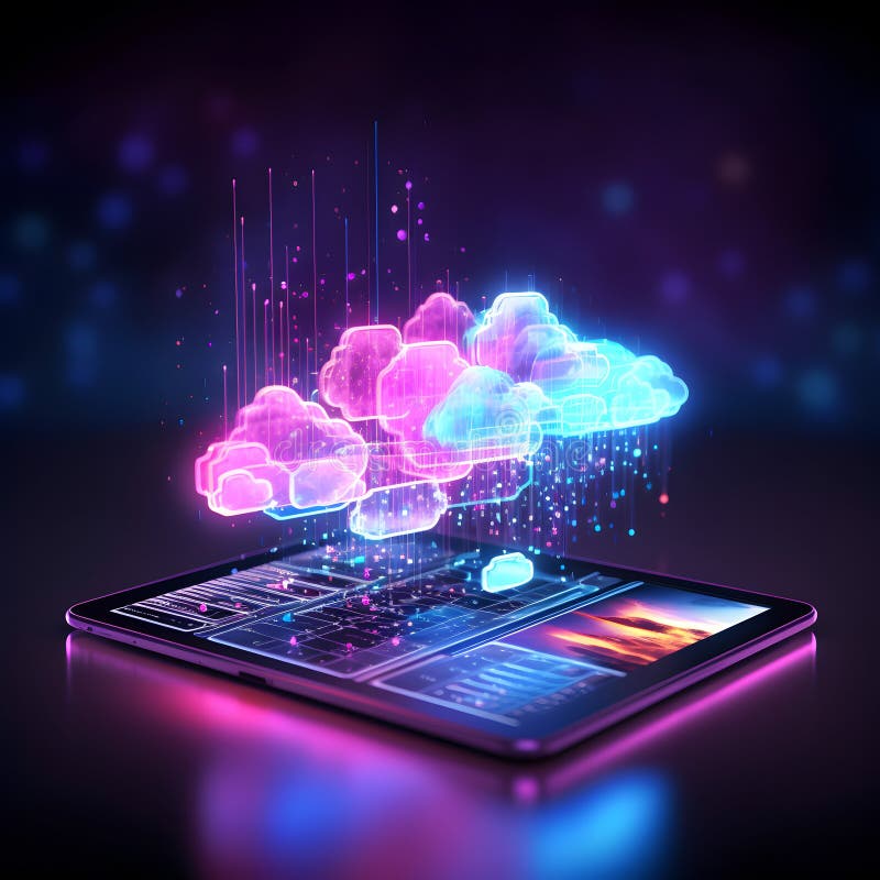 Cloud Data Storage Cloud Computing And Data Transfer Concept Ai Generated Stock Illustration