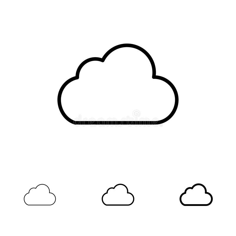 Cloud, Data, Storage, Cloudy Bold and Thin Black Line Icon Set Stock ...
