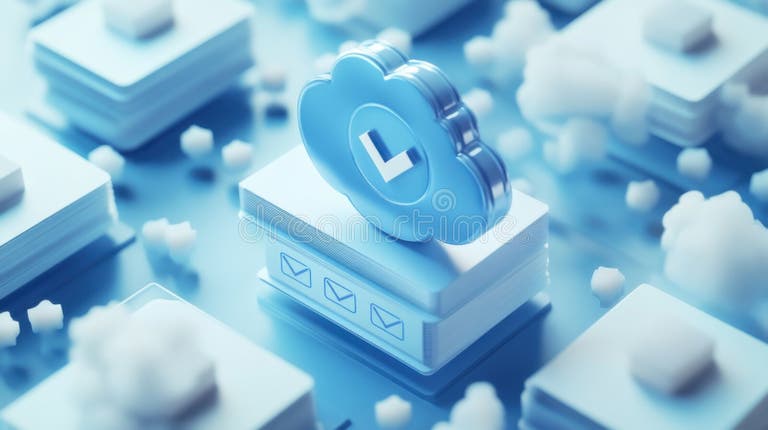 Cloud Data Storage Concept with Blue Tones and Layered Server Stacks Creating a Digital ...