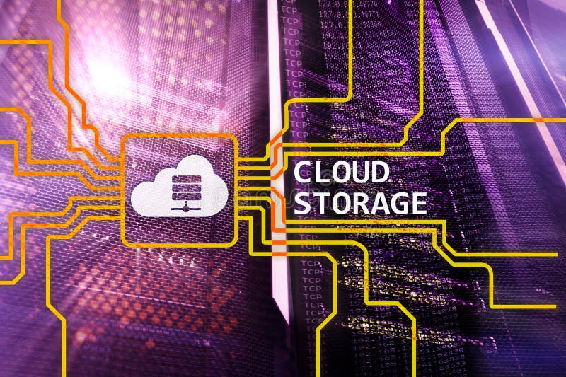 Cloud Data Storage Concept on Server Room Background Stock Illustration ...