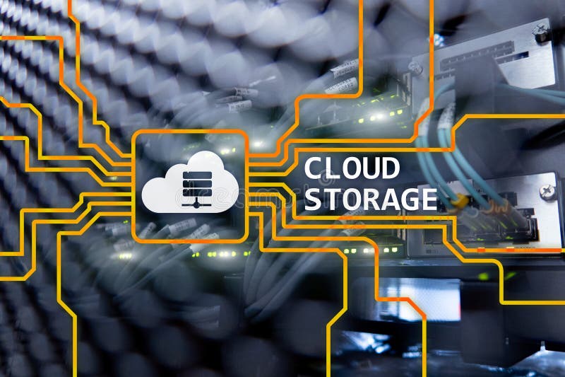 Cloud Data Storage Concept on Server Room Background Stock Illustration ...