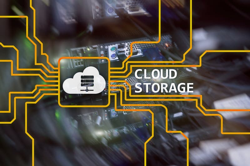 Cloud Data Storage Concept on Server Room Background Stock Illustration ...