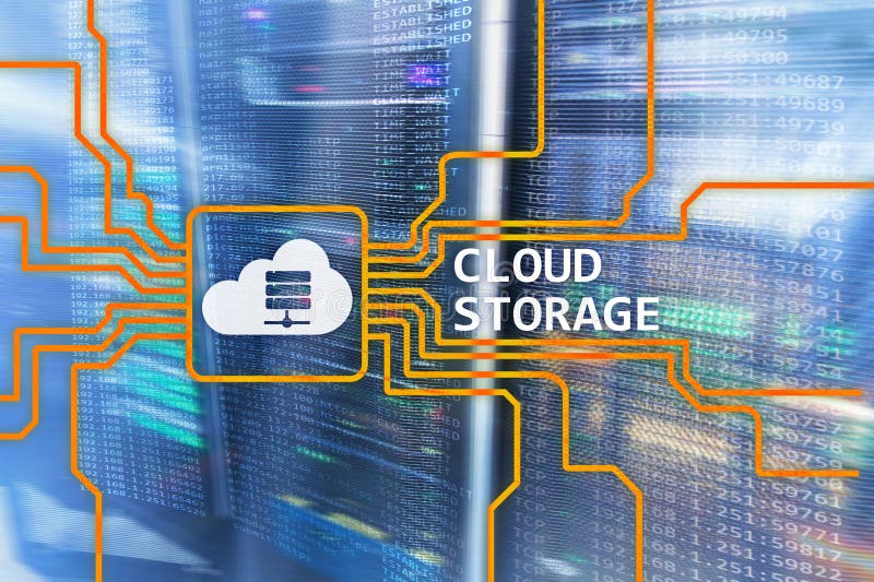 Cloud Data Storage Concept on Server Room Background Stock Illustration ...