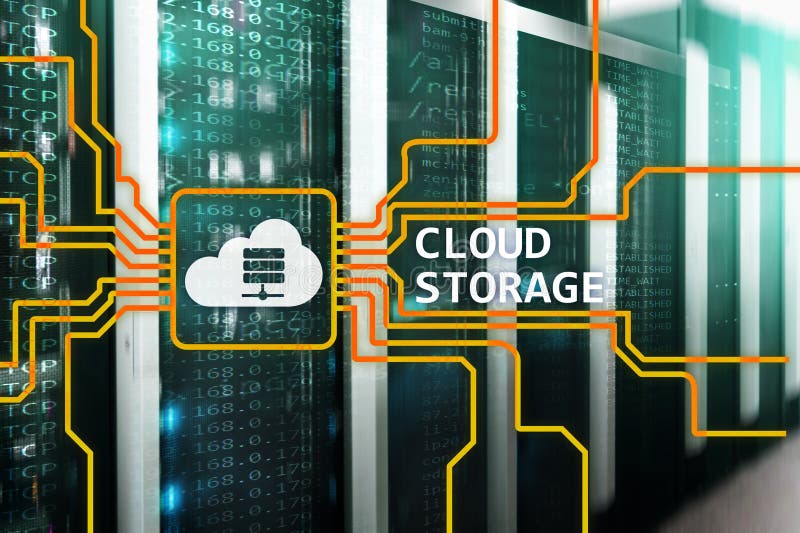 Cloud Data Storage Concept on Server Room Background Stock Illustration ...