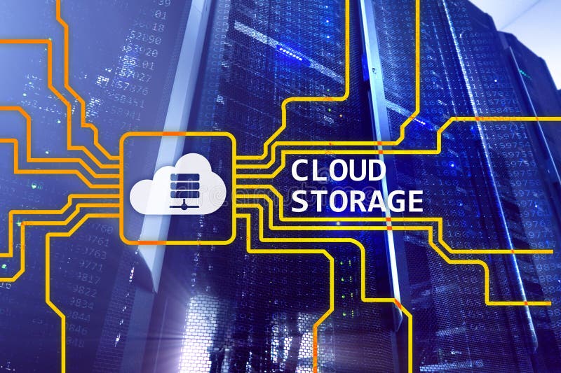 Cloud Data Storage Concept on Server Room Background Stock Photo ...