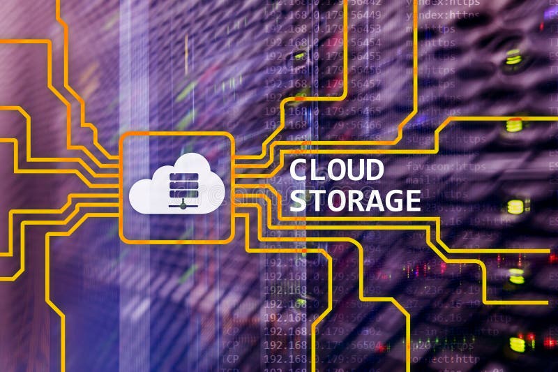 Cloud Data Storage Concept on Server Room Background. Stock Photo ...