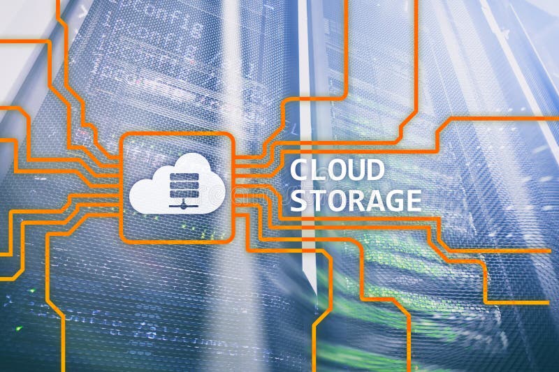 Cloud Data Storage Concept on Server Room Background Stock Image ...