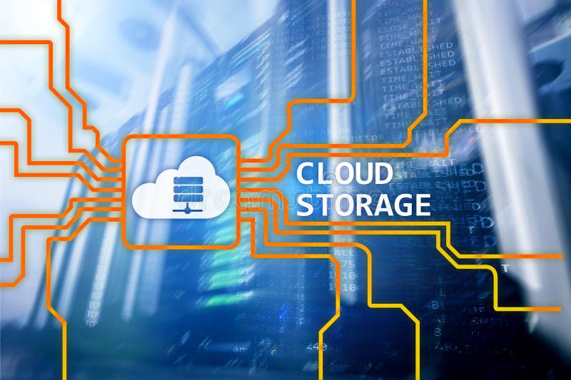 Cloud Data Storage Concept on Server Room Background Stock Illustration ...