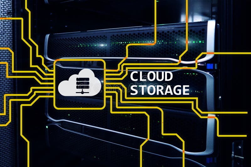Cloud Data Storage Concept on Server Room Background Stock Illustration ...