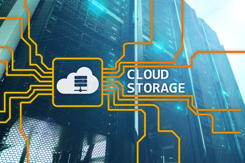 Cloud Data Storage Concept on Server Room Background Stock Photo ...