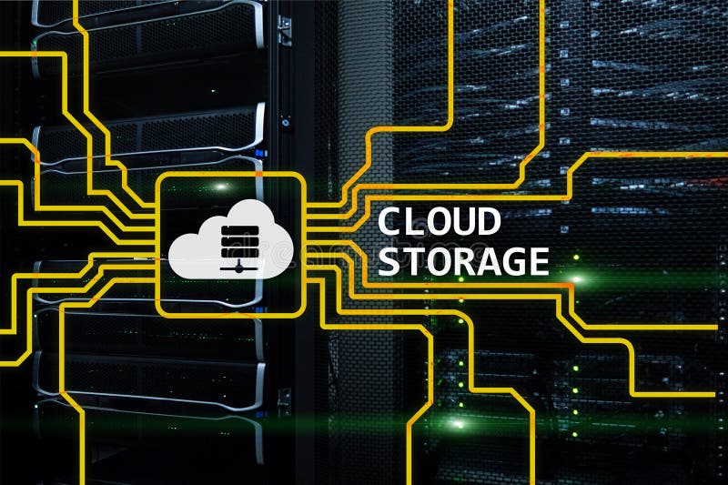Cloud Data Storage Concept on Server Room Background. Stock Photo ...