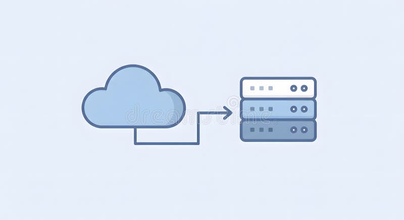 Cloud Data Storage Connection To Server Illustration on Light Blue ...