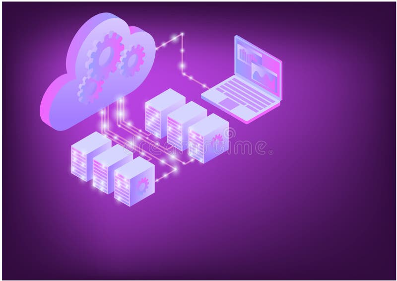 Cloud Data Storage 3d Isometric Infographic Illustration. Stock Vector ...