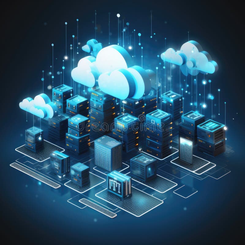 Cloud Data Storage Database Cloud Computing Concept Stock Illustration Illustration Of