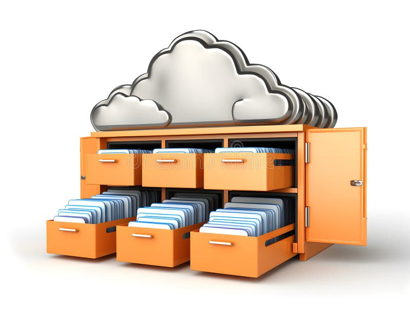 Cloud Data Storage, Database, Cloud Computing Concept Stock Illustration - Illustration of ...