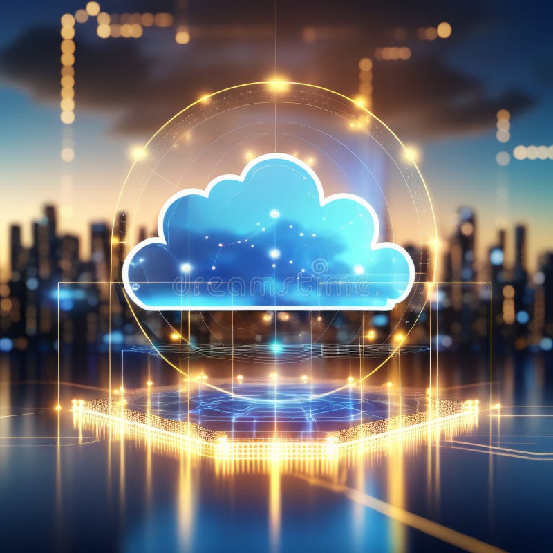 Cloud Data Storage, Digital Information Technology Web Futuristic Cloud Icon Stock Illustration ...