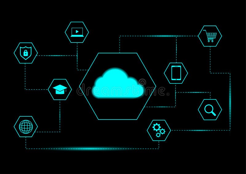Cloud Data Storage Interface Concept. Cloud Computing, Wifi, Money ...