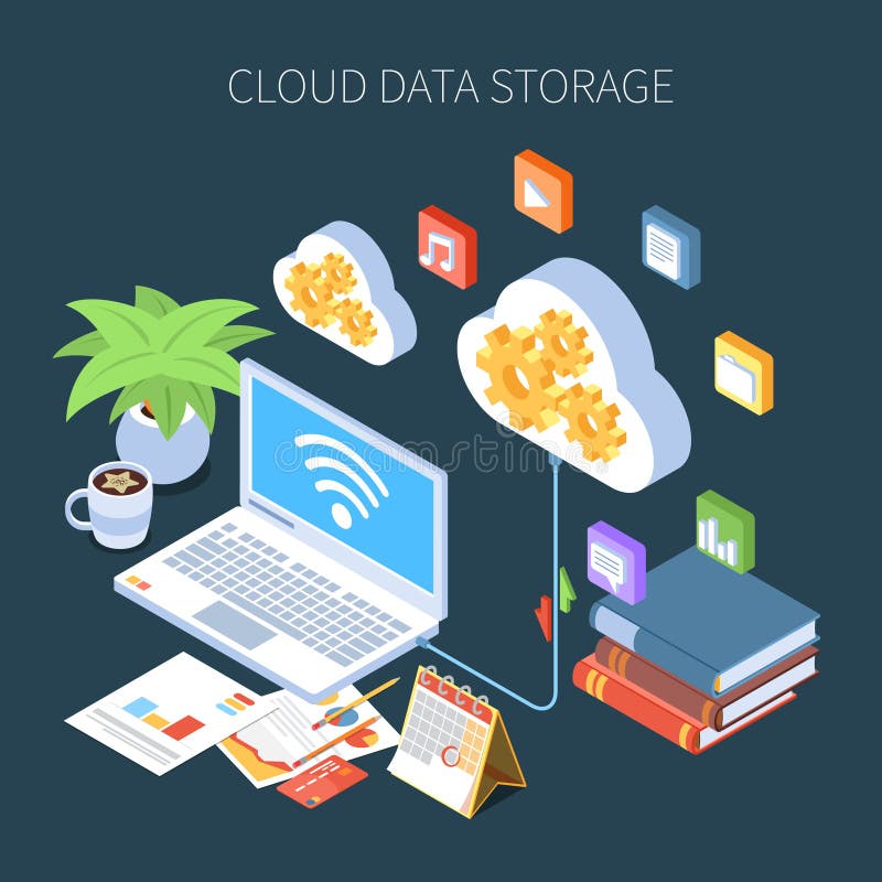 Cloud Data Center Isometric Flowchart Stock Vector - Illustration of communication, center ...