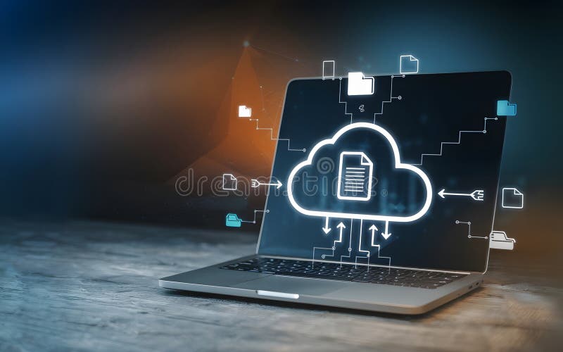 Modern Laptop Cloud Computing Data Storage Digital Technology Network ...
