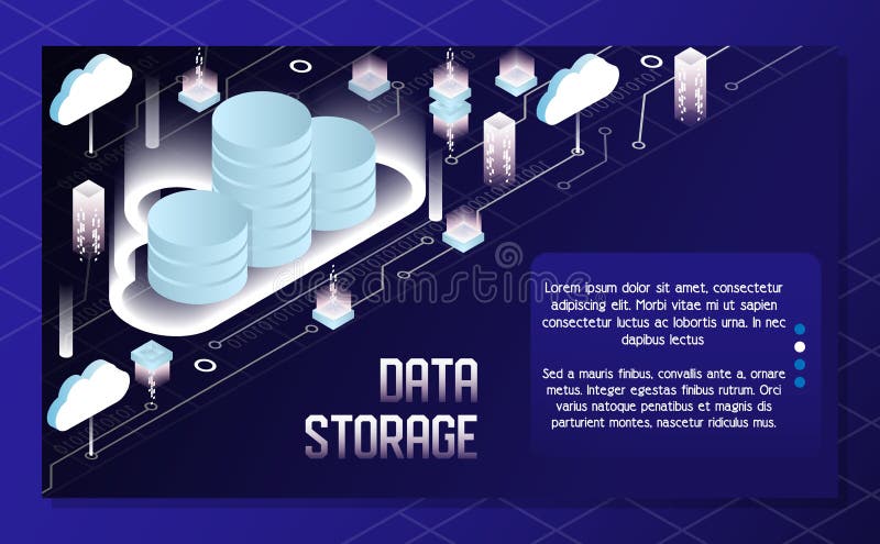 Cloud Data Storage Vector Isometric Illustration Stock Vector ...