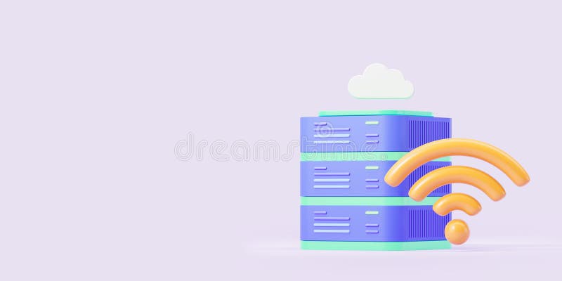 Cloud Data Storage Server and Wi-Fi Stock Illustration - Illustration ...
