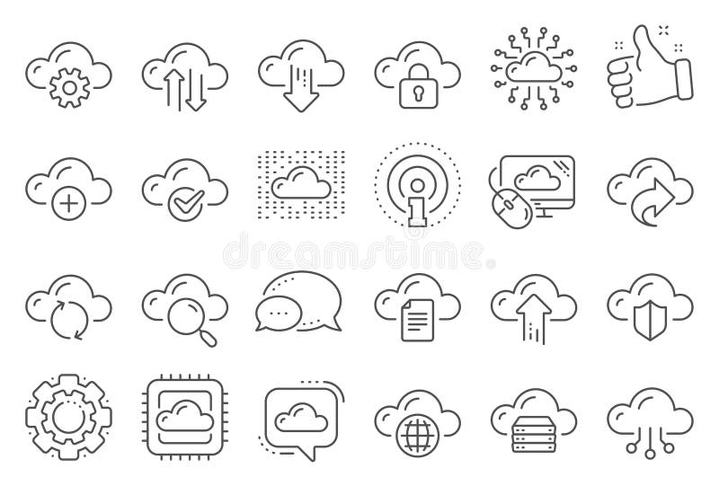 Cloud Icons Set Gray Outline Stock Vector - Illustration of icon, forecast: 71467900