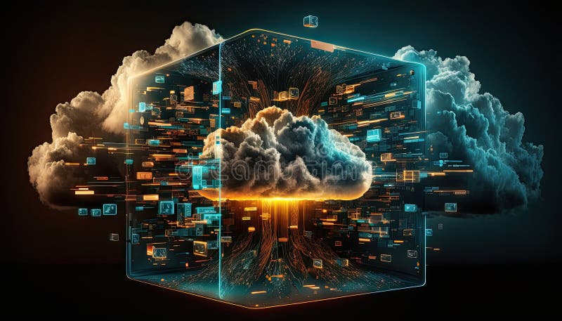 Cloud Data Transfer - Generative AI Stock Photo - Image of cloud ...