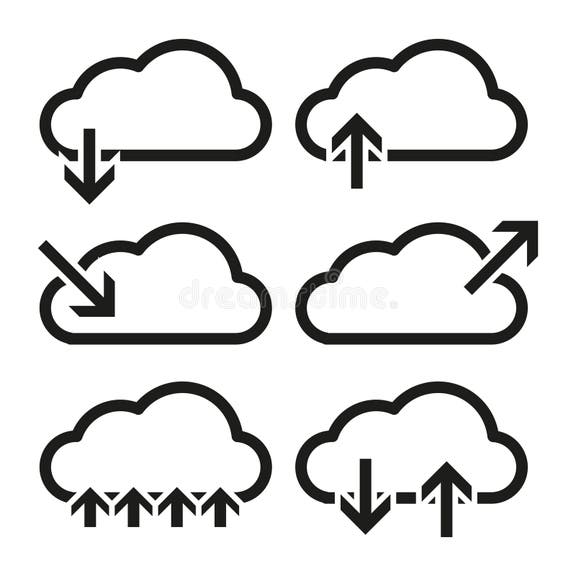 Cloud Data Transfer Icons. Upload and Download Symbols. Data Synchronization Set. Vector ...