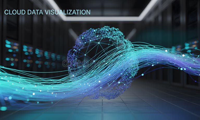 Cloud Data Visualization Abstract Stock Illustration - Illustration of night, technology: 388036244