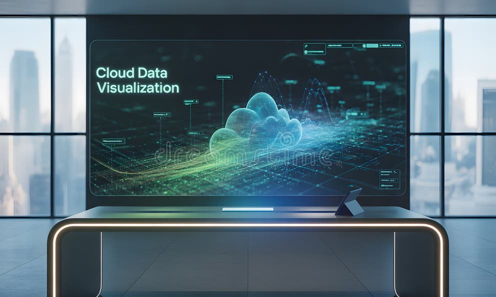 Cloud Data Visualization Display Stock Illustration - Illustration of ...