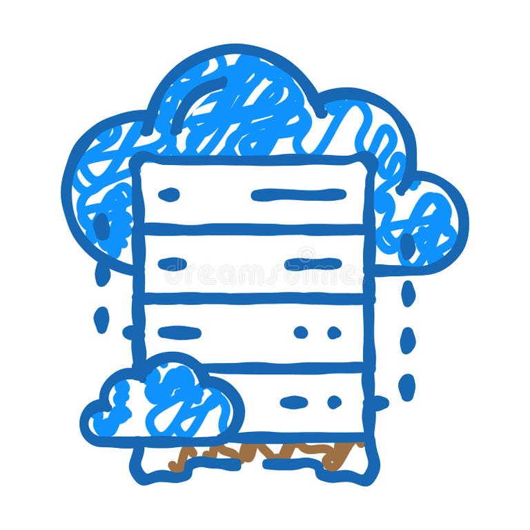 Cloud Database Icon Doodle Illustration Stock Vector - Illustration of ...