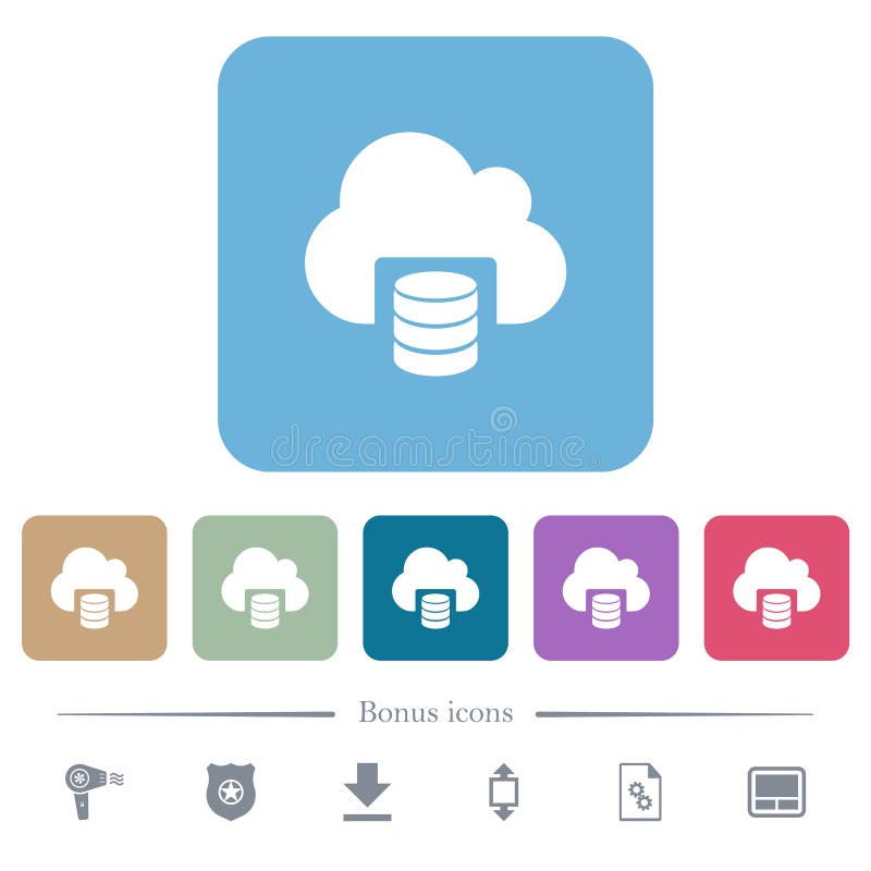 Cloud Database Flat Icons on Color Rounded Square Backgrounds Stock ...