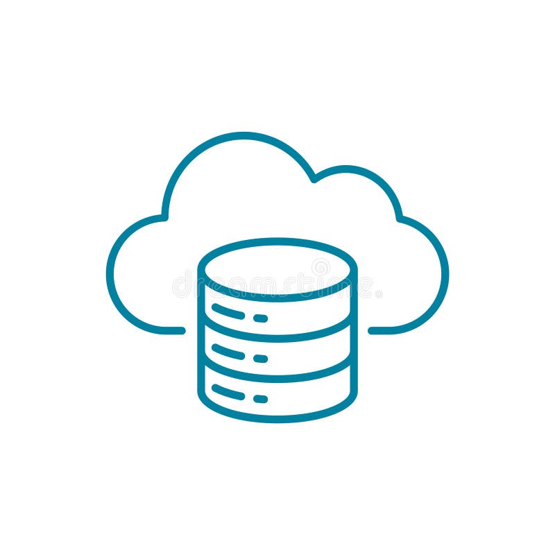 Cloud Database Function Line Icon Cloud With Server Rack Symbol Stock