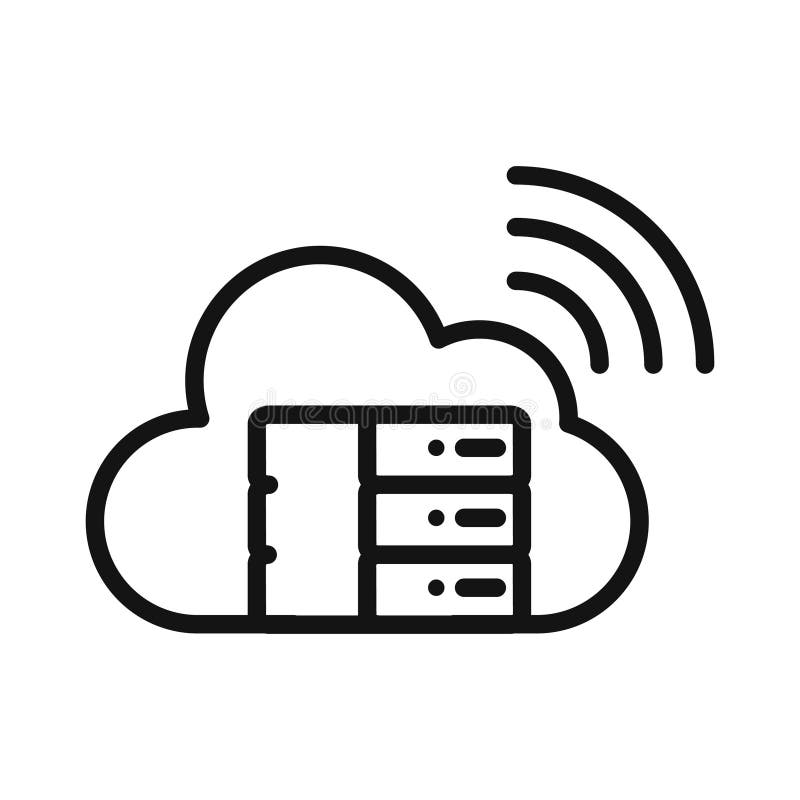 Cloud Database Icon Black and White Illustration Stock Vector ...