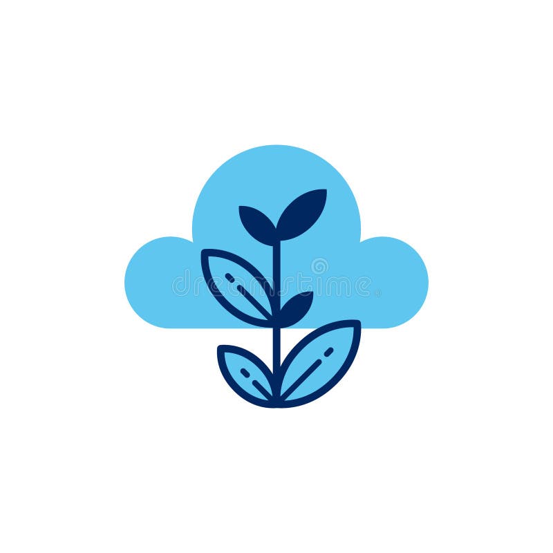 Cloud Database Icon Featuring Growing Plant for Sustainable Innovation ...