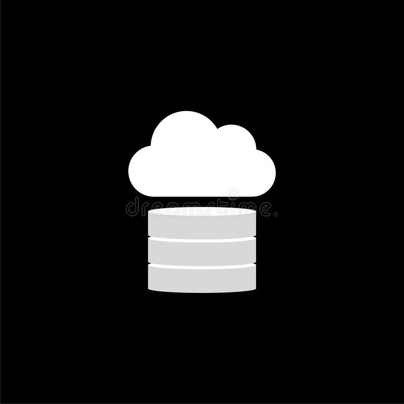 Cloud Database Icon Isolated on Black Background Stock Illustration ...