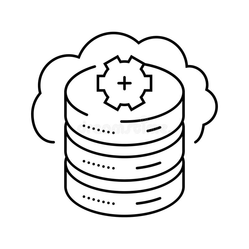 Database Line Vector Icons And Signs Db Storage Files Tables Access Sql Query Records