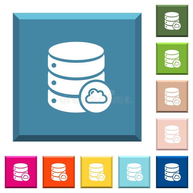 Cloud Database Flat White Icons in Square Backgrounds Stock Vector ...